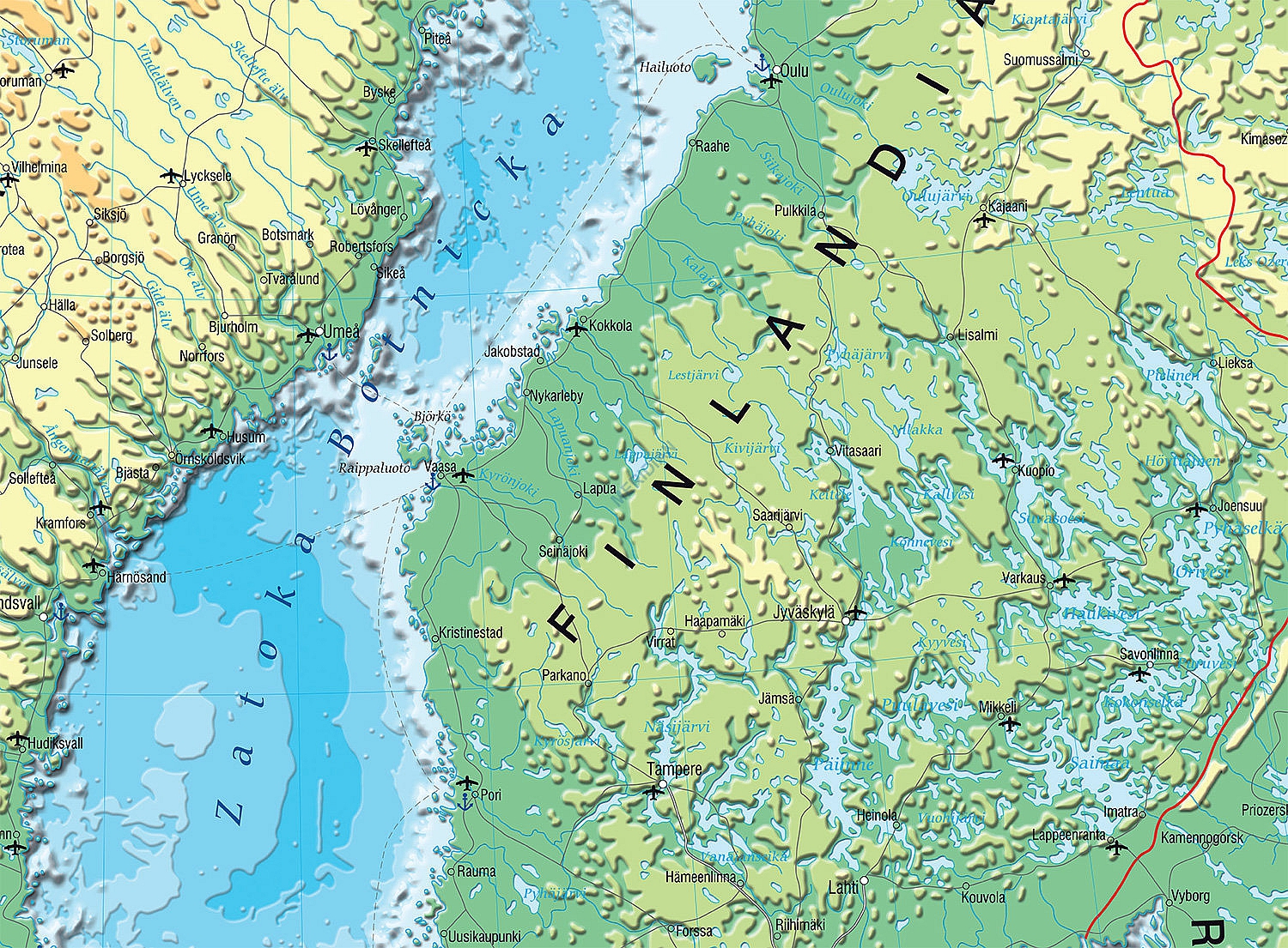 Kraje basenu Morza Bałtyckiego - ścienna mapa fizyczna 200 x 150 cm ...