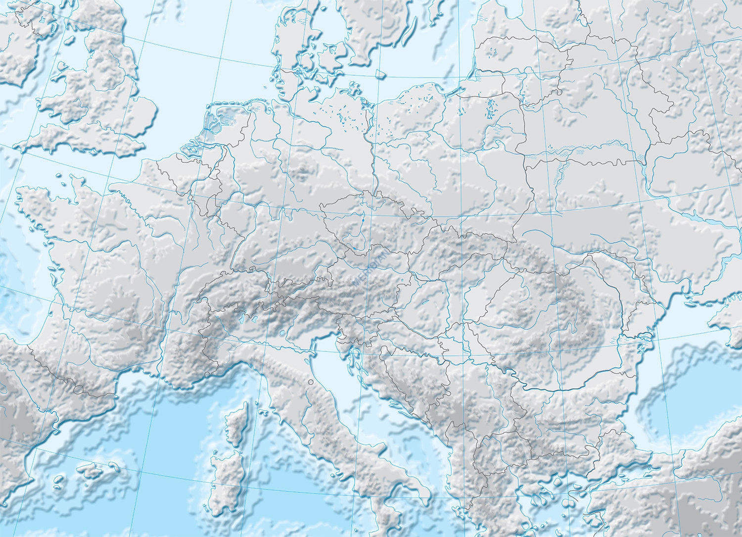 Mapa konturowa hipsometryczna Europy - ćwiczeniowa mapa ścienna 160x120 ...
