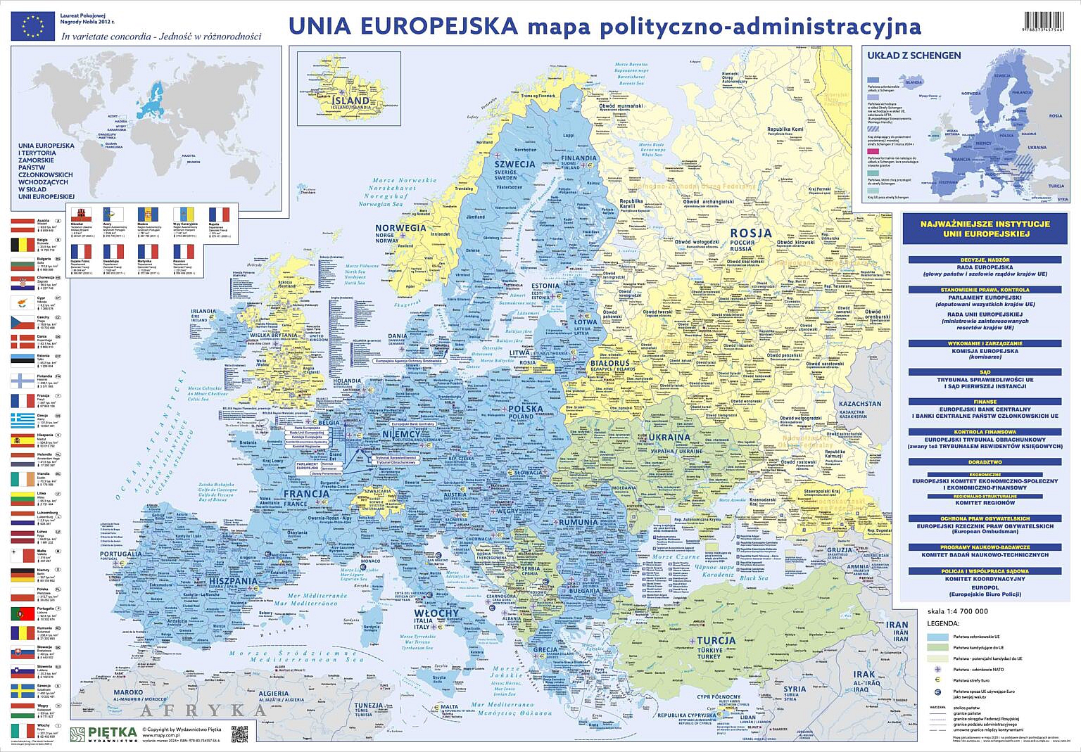 MAPA ŚCIENNA EUROPY – UNIA EUROPEJSKA 1:4 700 000 - Meritum